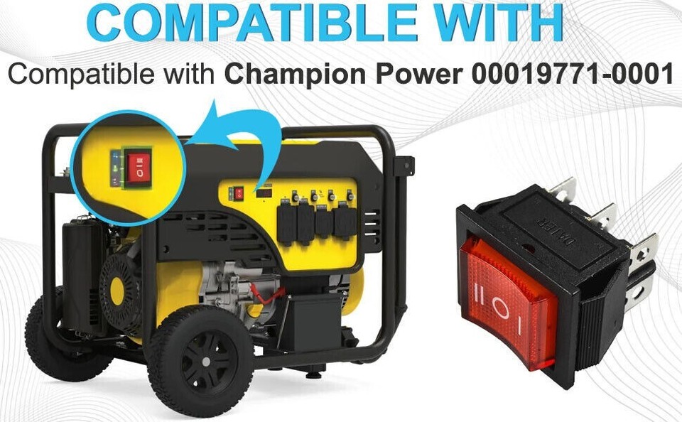 Start On Off Rocker Switch 6-Prong for Champion Power 7500W Electric ...