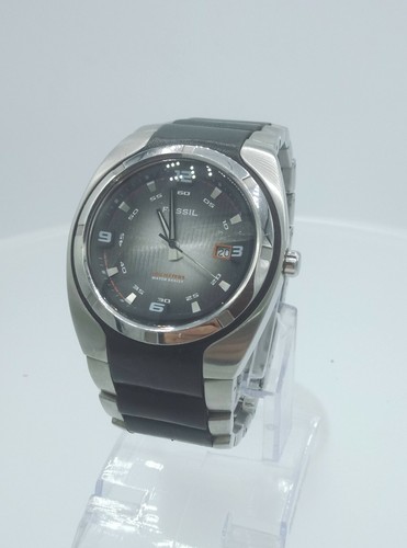 Fossil blue AM3987 men's sportwatch leather and steel bracelet AM-3987 ...