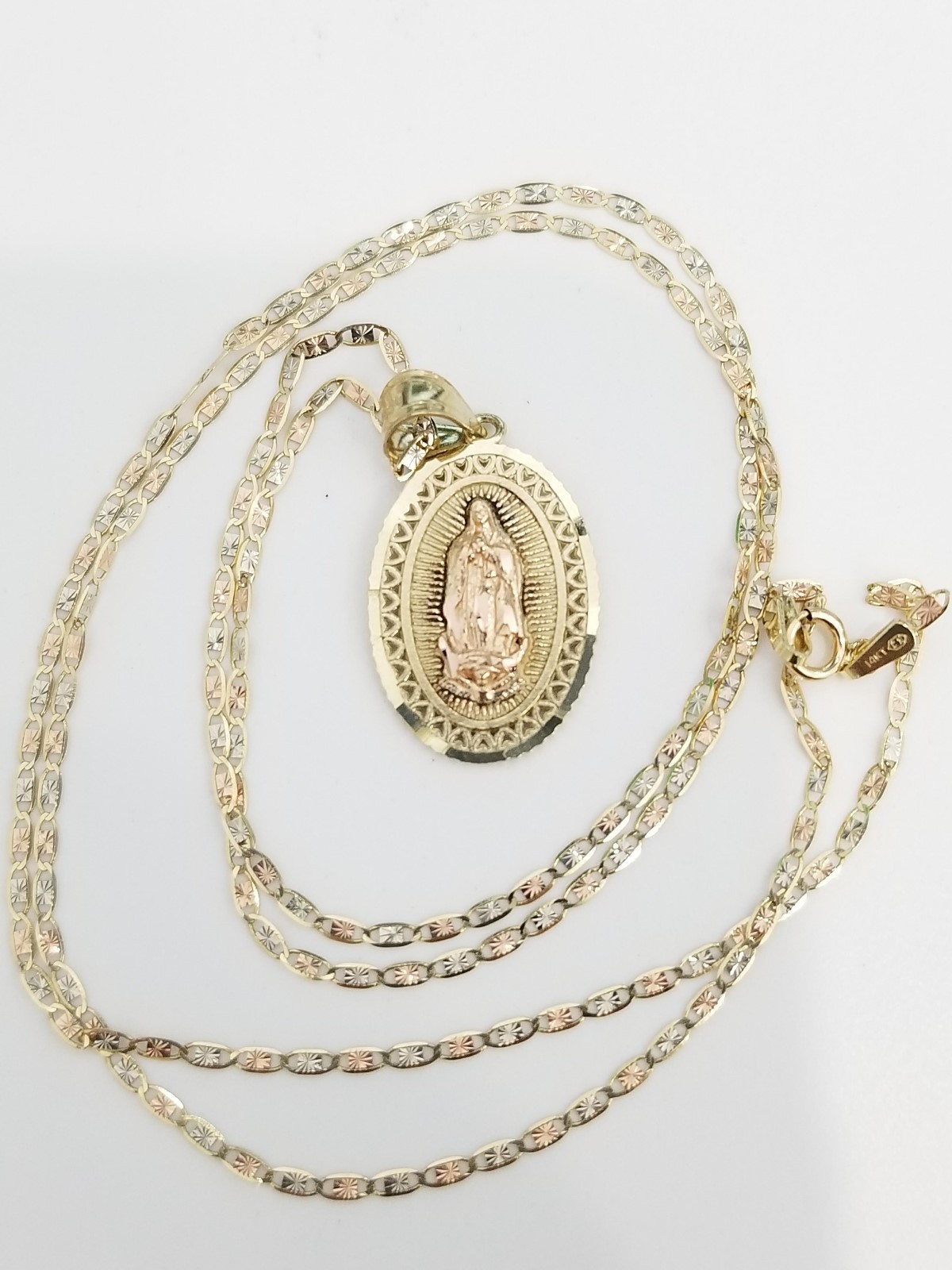 Religious 10k Yellow Gold Virgin Mary Medallion Pendant Charm Valentin ...