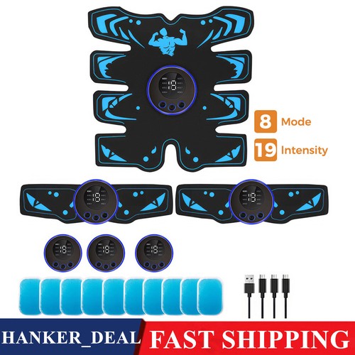 Rechargeable EMS Abdominal Muscle Toning Belt Trainer ABS Stimulator ...