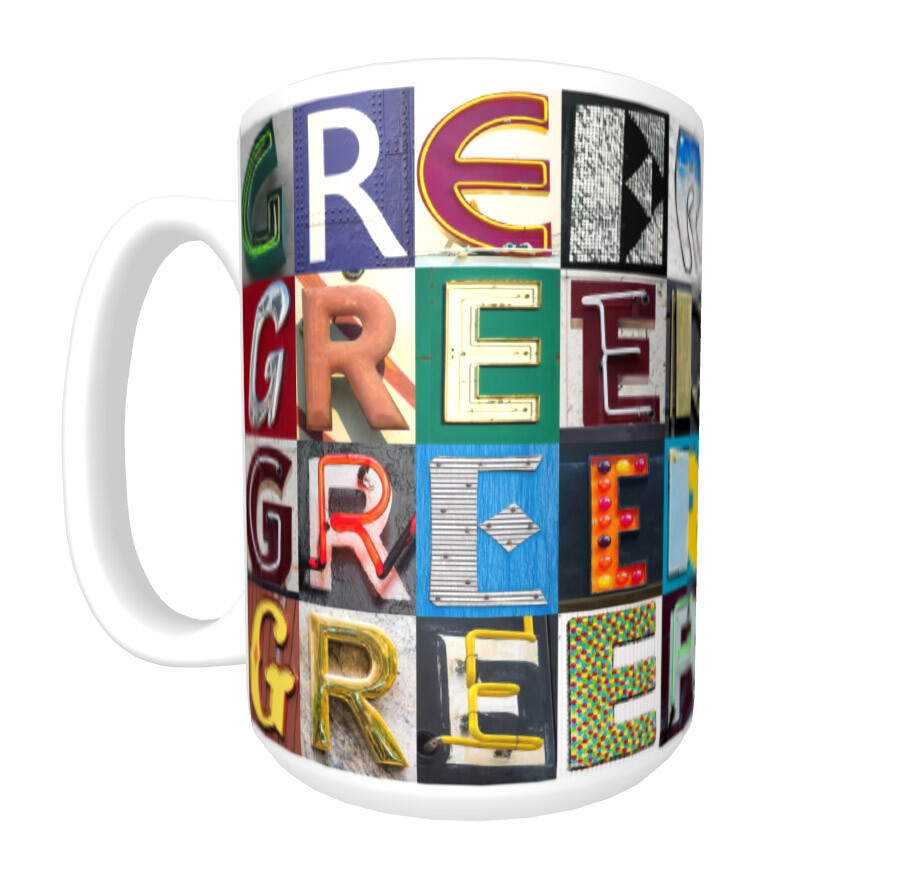GREER Coffee Mug / Cup featuring the name in photos of sign letters | eBay