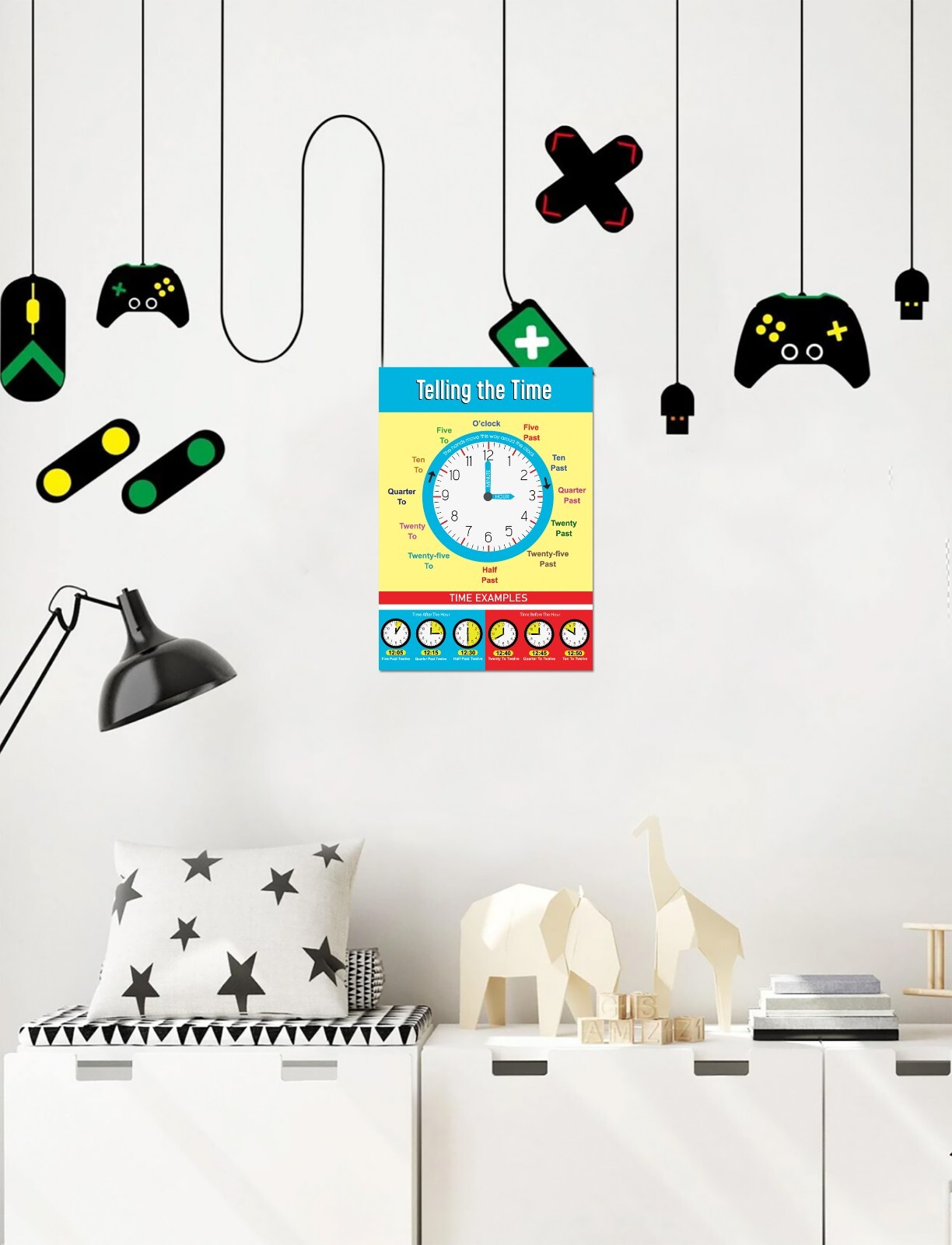 Learn to Tell The Time Wall Clock A3 | Grelly UK