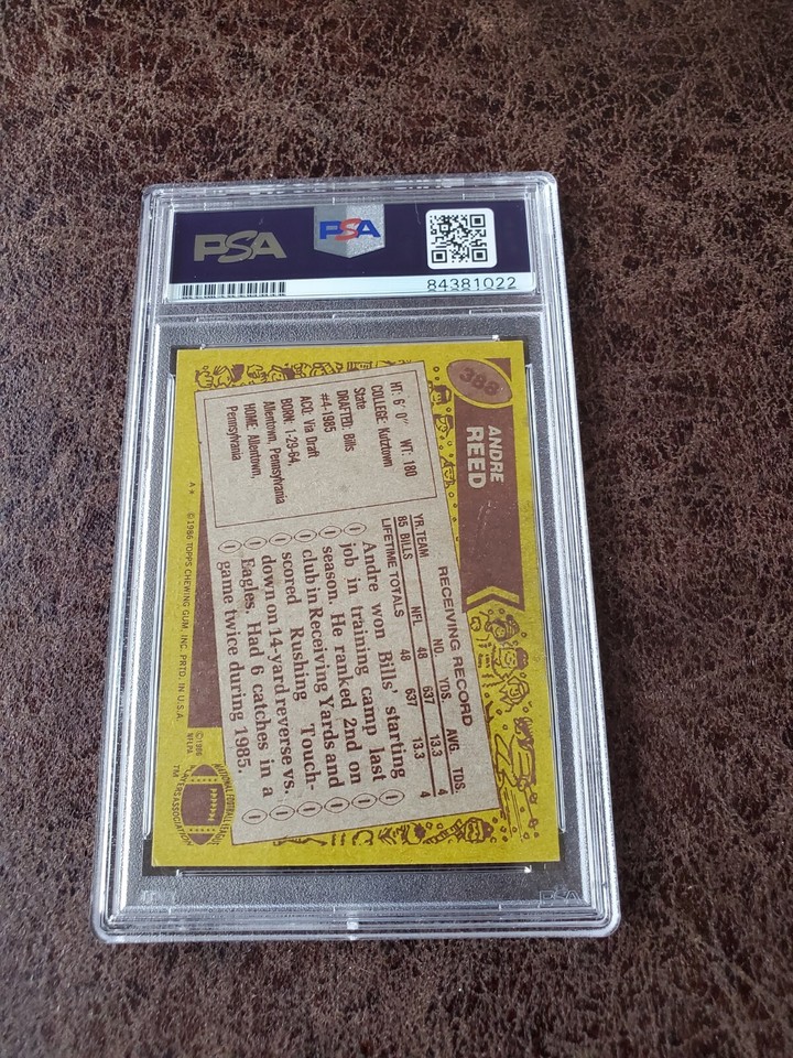 1986 Topps Rookie Andre Reed #388 - PSA/DNA Certified -Buffalo Bills ...