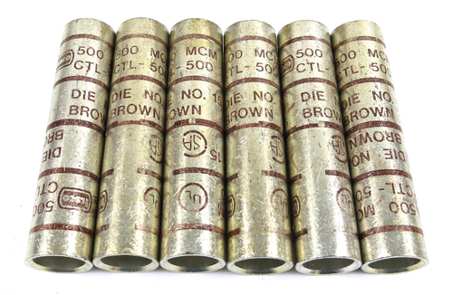 Ilsco CTL-500 500 MCM 4-9/16" Long Compression Sleeve Connectors (Lot ...