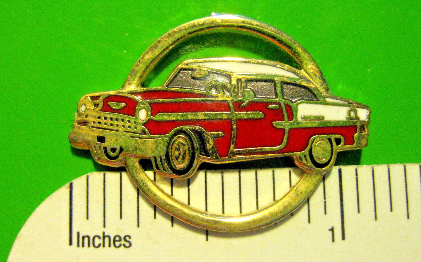 1955 CHEVROLET - hat pin, tie tac, lapel pin Red with gold tone ...