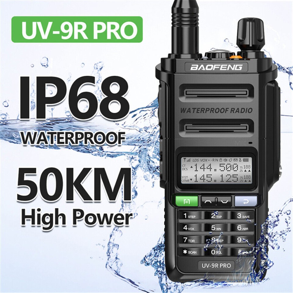 1Pack UV-9R PRO IP68 Waterproof FM Walkie Talkie UHF VHF Two Way Ham ...