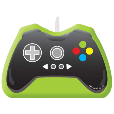 LEVEL UP GAMING PARTY SUPPLIES GAME CONTROLLER BIRTHDAY CAKE CANDLE ...