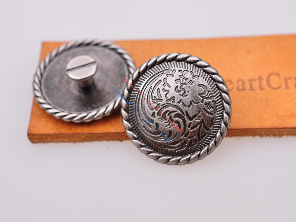 10X artistic Flower Engraved Leathercraft Hardware Conchos Screw Back 3 ...