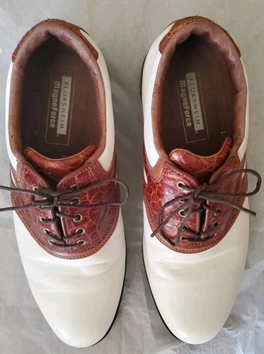Florsheim White/Brown Magneforce Men's Golf Shoes Size 10 EUC | eBay