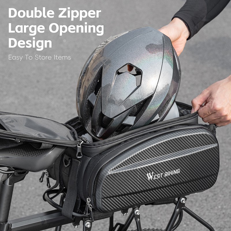 WEST BIKING Bicycle Expandable Bag Hard Shell Bike Pannier Rack Pack ...