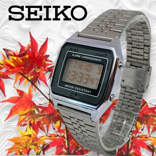 SEIKO ALBA Digital Wristwatch Alarm Chronograph Waterproof Rectangular ...