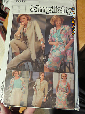 SIMPLICITY 80's MISSES GO EVERYWHERE WARDROBE PATTERN - 7312 - 16/38 | eBay