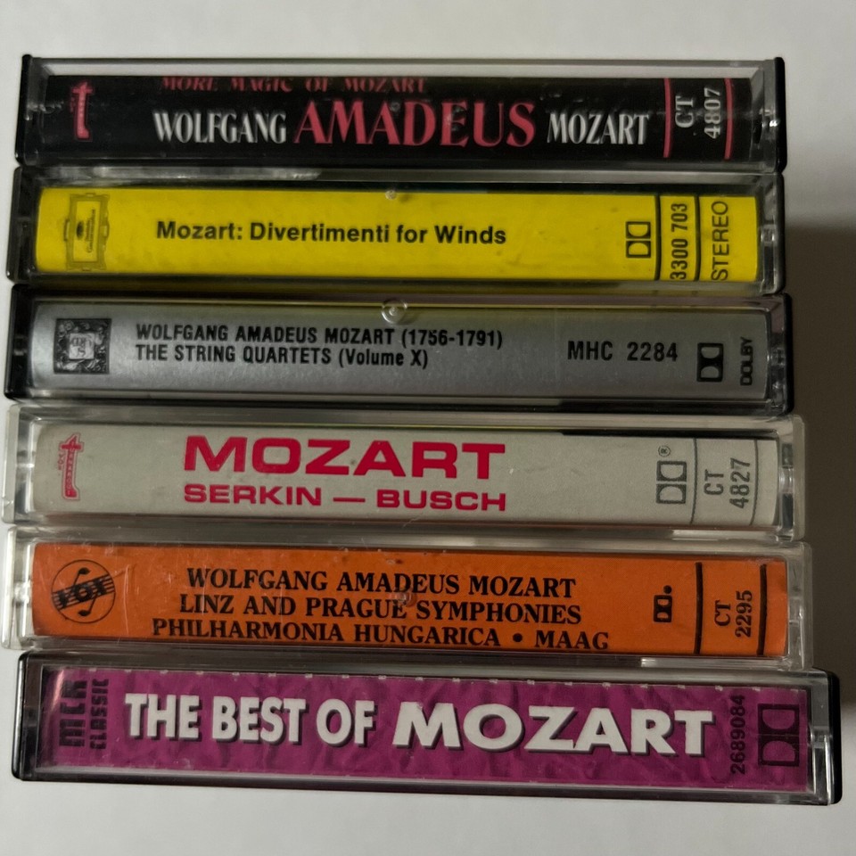 Lot of 6 MOZART Classical Music Cassette Tapes ~ ALL PLAY TESTED ...
