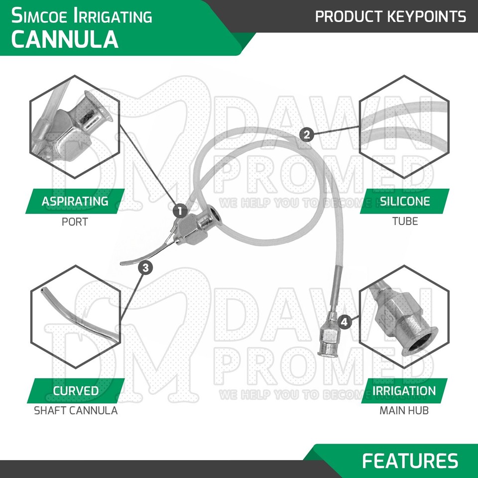 2 Pcs Simcoe Irrigation & Aspiration Cannula Eye 23 Ophthalmic Gauge ...