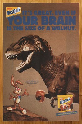 1999 Nestle NesQuik Print Ad/Poster Chocolate Dinosaur T-Rex Food Drink ...