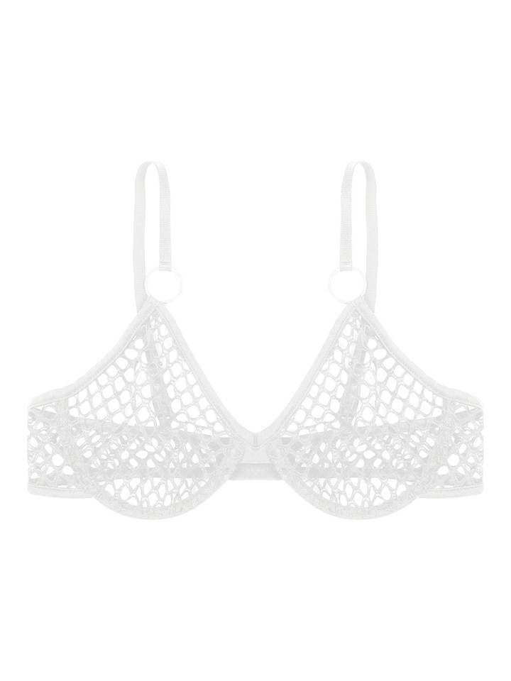 Women Sexy Hollow Out Netted Lingeries Crop Top Hollow Out Nipples Bra ...