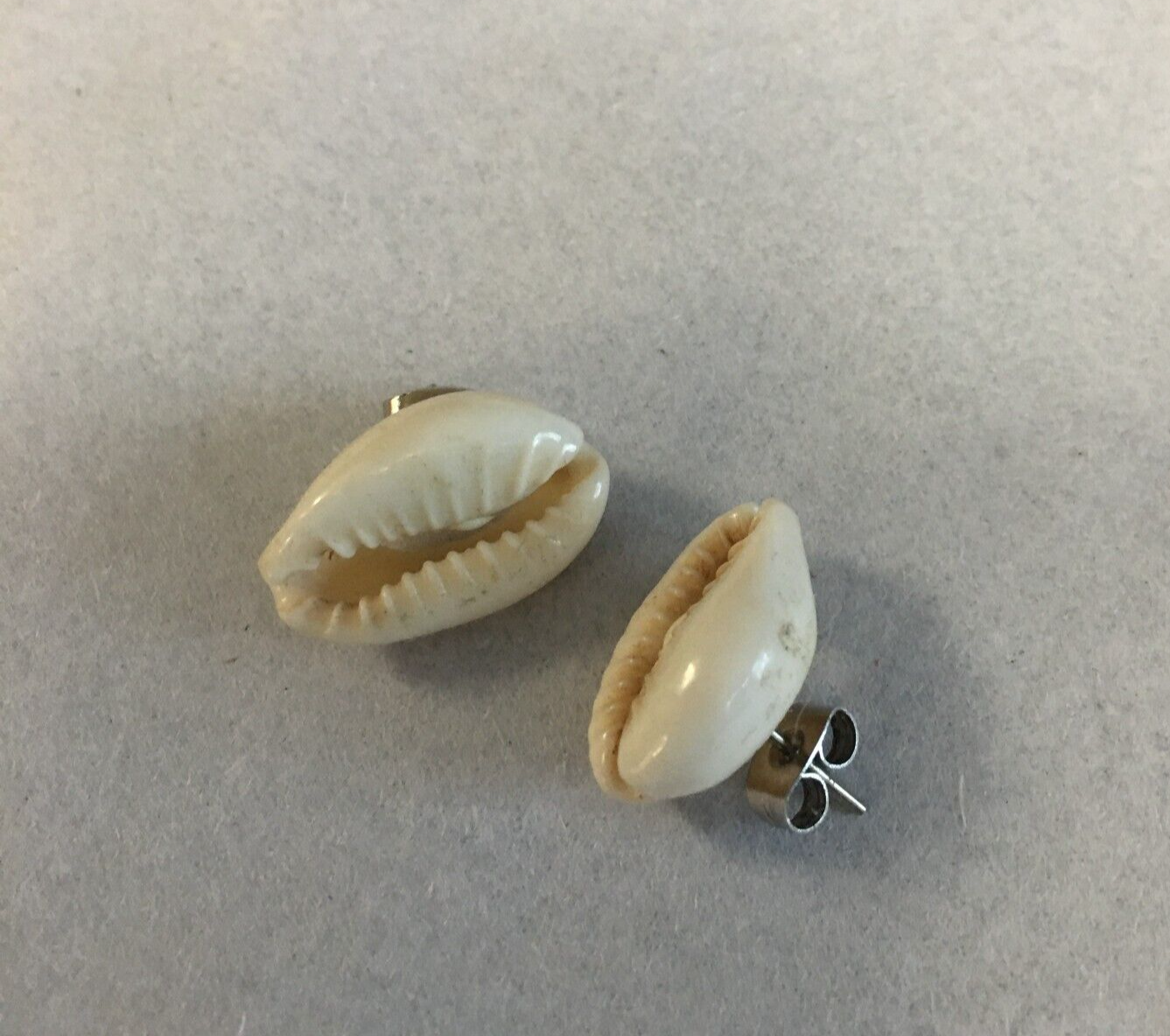Pierced cowrie shell stud earrings - artisan-made, never worn | eBay