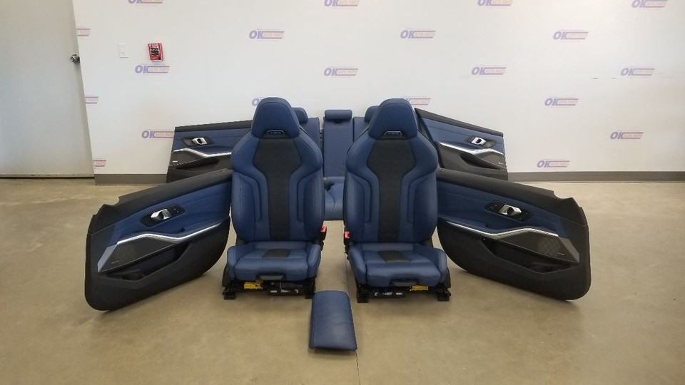24 BMW M3 G80 INTERIOR SEAT AND DOOR PANEL SET FRONT AND REAR BLUE ...