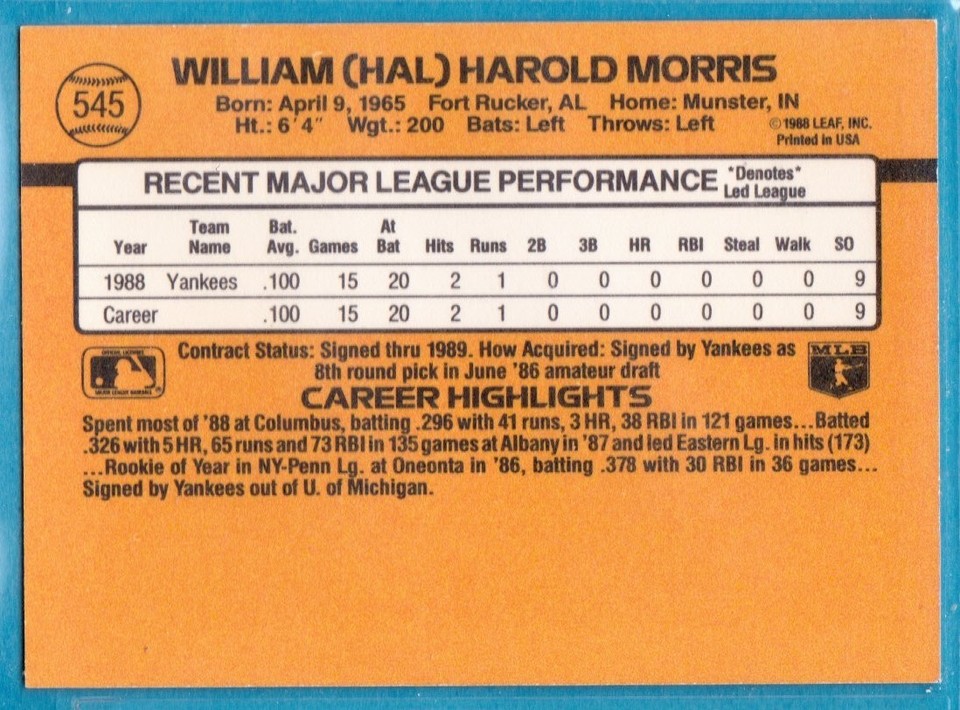 1989 Donruss - Hal Morris #545 (RC) | eBay
