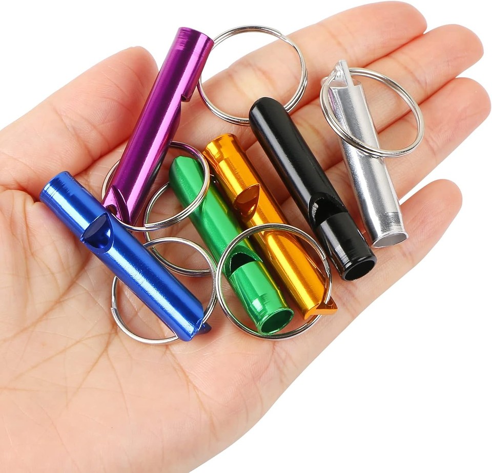 12 Pack Emergency Whistle Keychain, Aluminum Extra Loud Safety Whistles ...