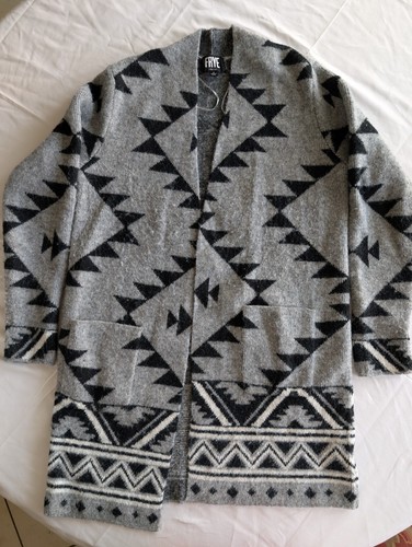 FRYE The Cozy Aztec Southwestern Cardigan Duster Sweater Beige Black ...