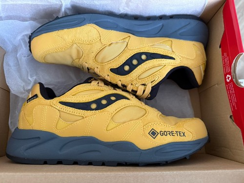 NEW Saucony GTX Mens Yellow Black Grey Retro Shadow Grid 2 Gore-Tex ...