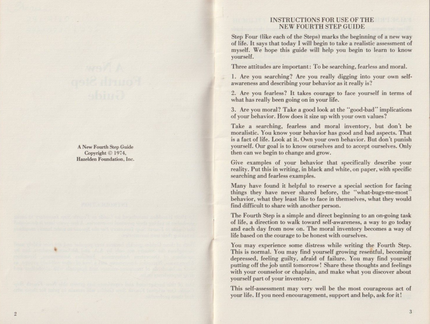 A New Fourth Step Guide by Hazelden, 1974, Alcoholics Anonymous booklet ...