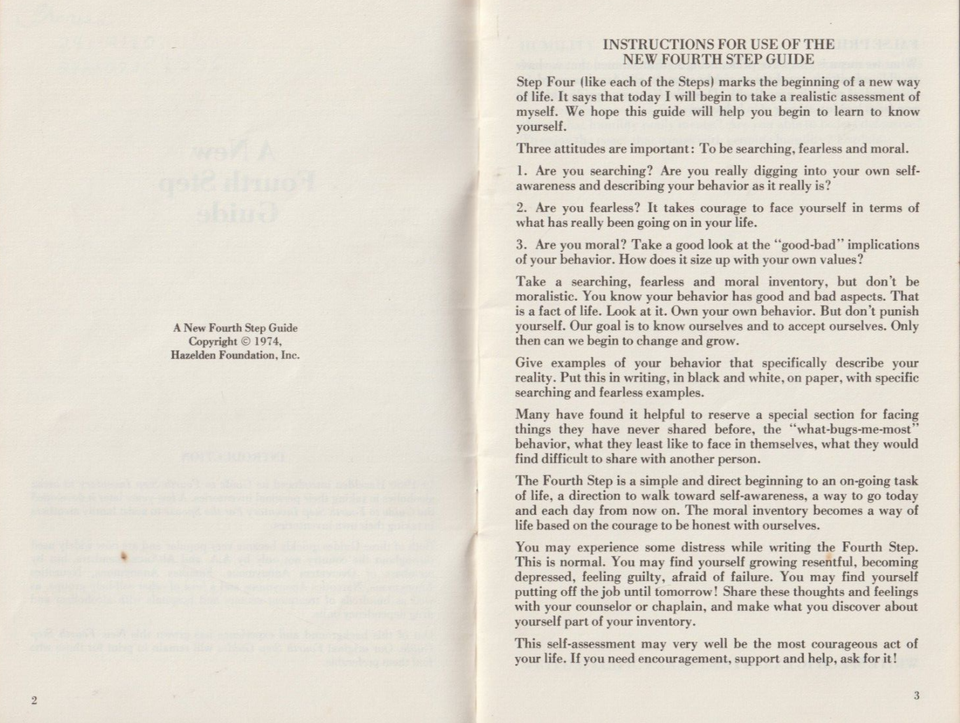 A New Fourth Step Guide by Hazelden, 1974, Alcoholics Anonymous booklet ...