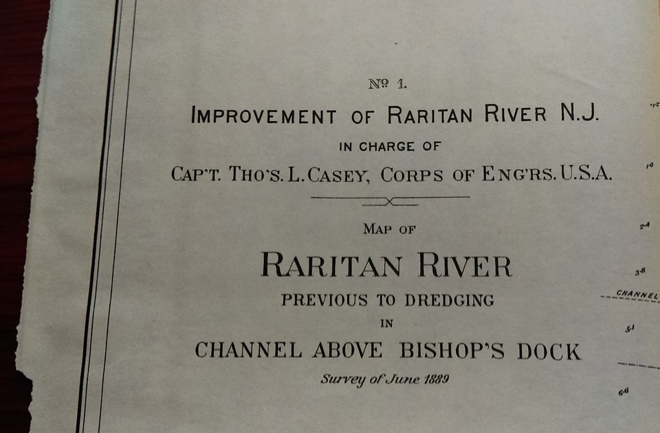 1892 Raritan River Bishop's Dock New Jersey Dredging Map Diagram | eBay