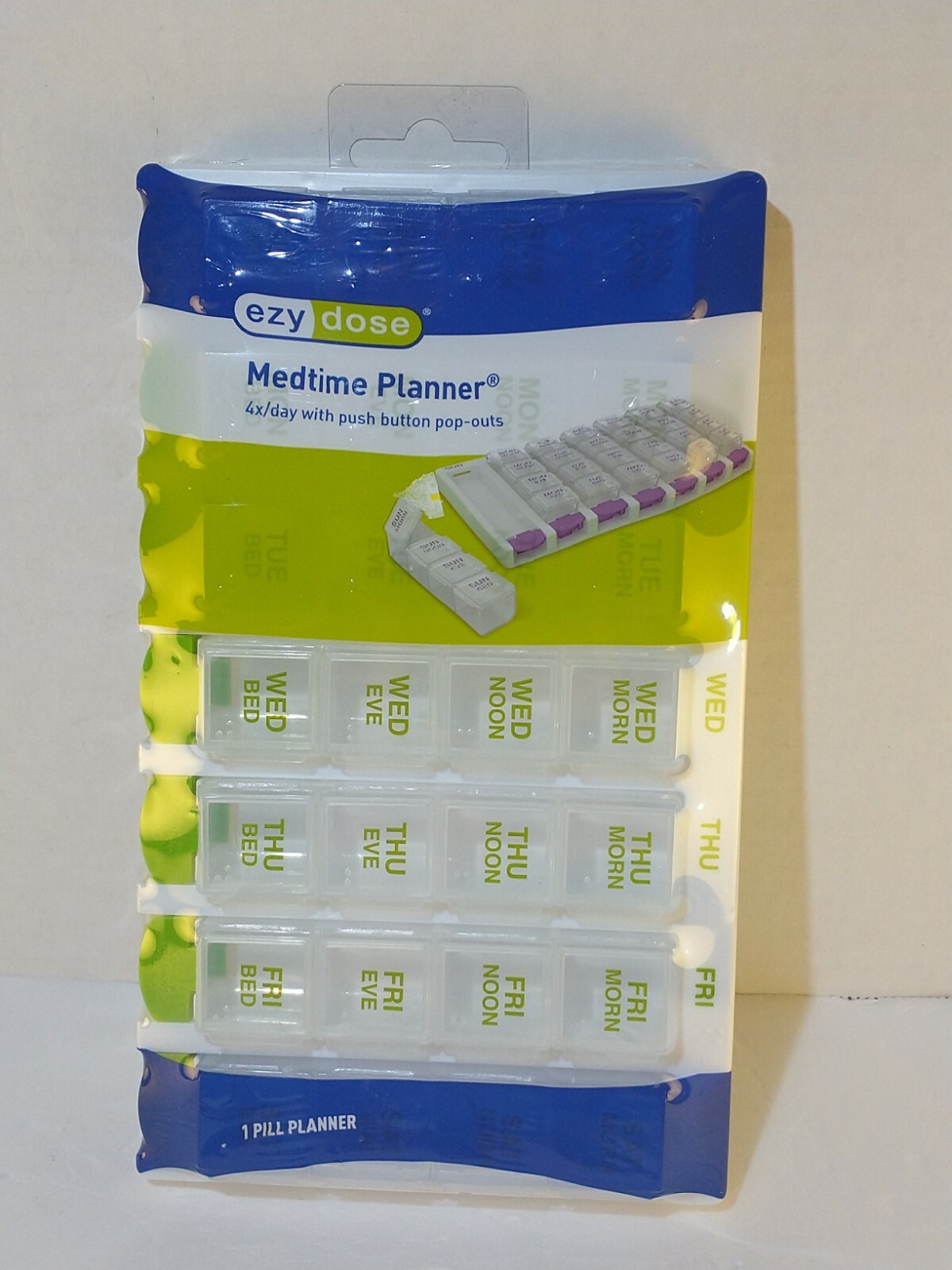 Ezy Dose Weekly Four Dose Medication Pill Vitamin Organizer Push Button ...