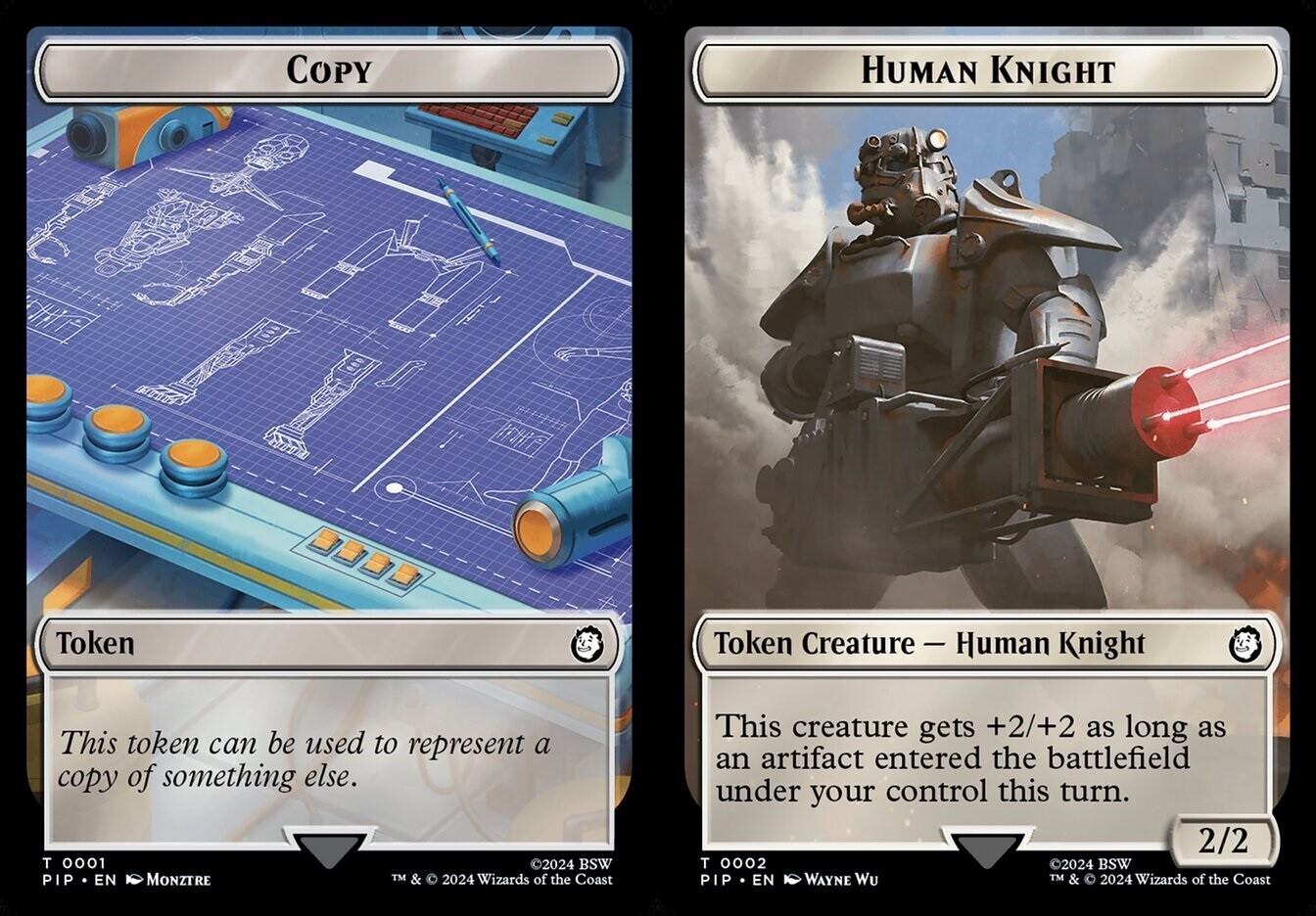 MTG Fallout TOKEN Copy #0001 Human Knight #0002 | eBay