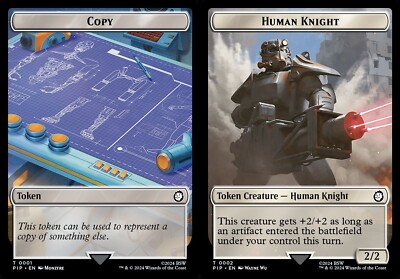 MTG Fallout TOKEN Copy #0001 Human Knight #0002 | eBay