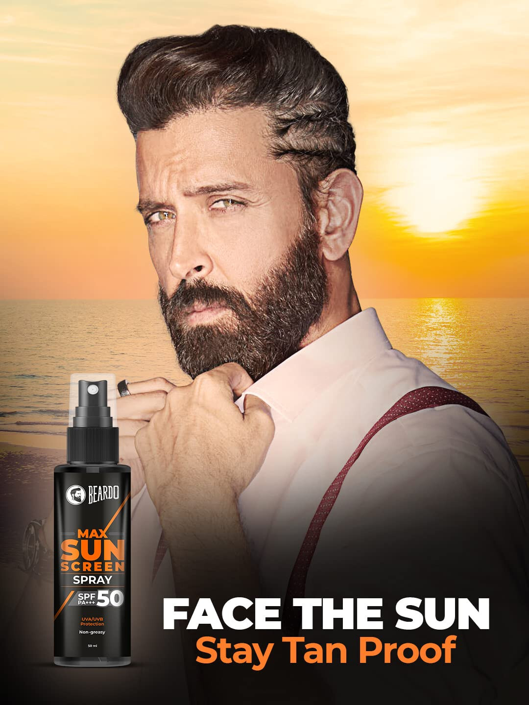 Beardo Max Sunscreen SPF 50 & PA+++ Spray for Men Non-greasy Sunscreen ...