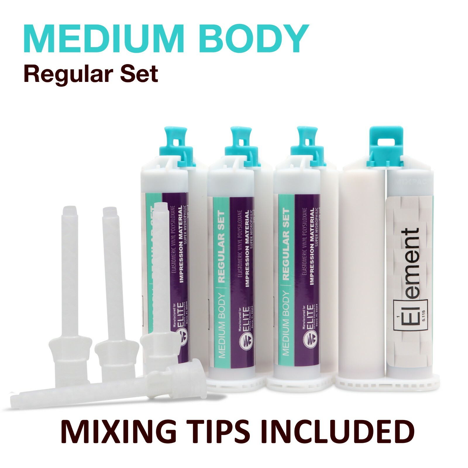 Element Medium Body VPS PVS Impression Regular Set 2 X 50ml 8 Tips ...