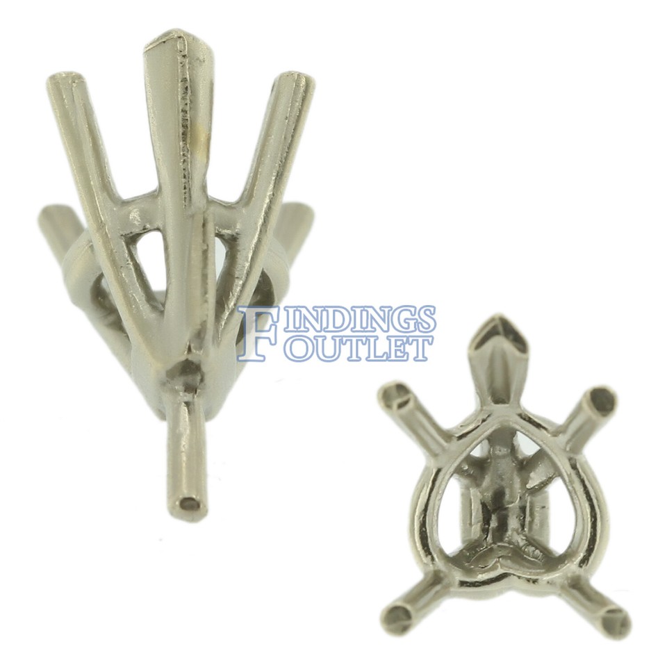 14K White Gold V-End Heart 5 Prong Peg Head Setting Standard For Center ...