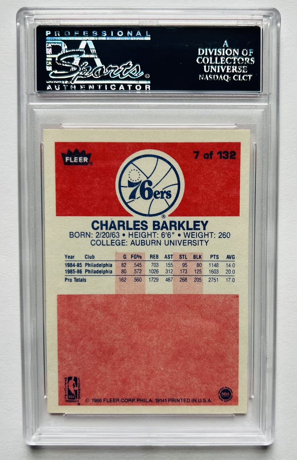 1986 Fleer Charles Barkley Rookie PSA 10~ Flawless Asset #7. Invest Now ...