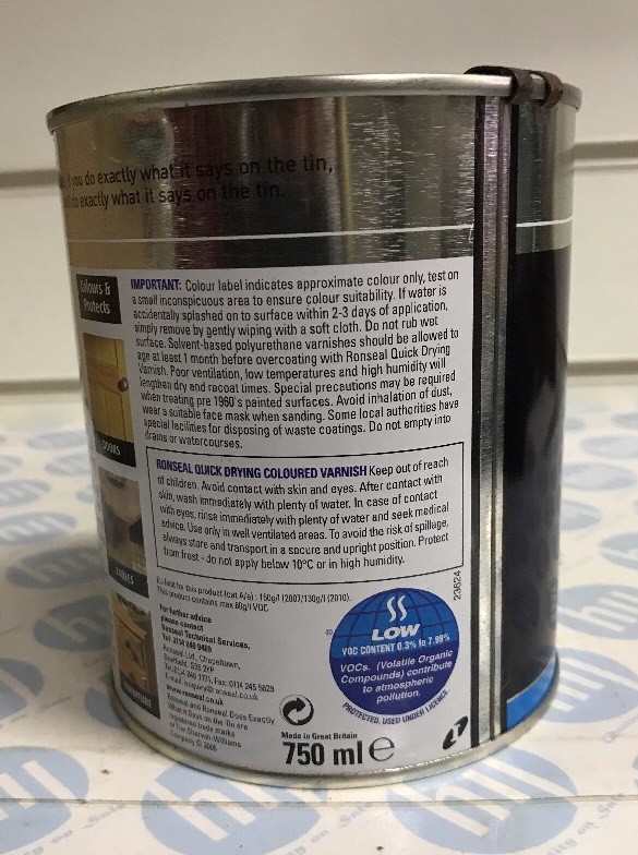 Ronseal 750ml Quick Drying Satin Beech Interior Varnish Low Odour Sale ...