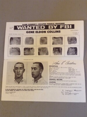 AUTHENTIC! ERIE RAILROAD FBI WANTED POSTER Gene Eldon Collins | eBay