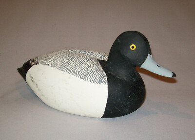 Old Vtg 20th C 1981 Signed Folk Art Carved Wooden Duck Decoy Broadbill ...