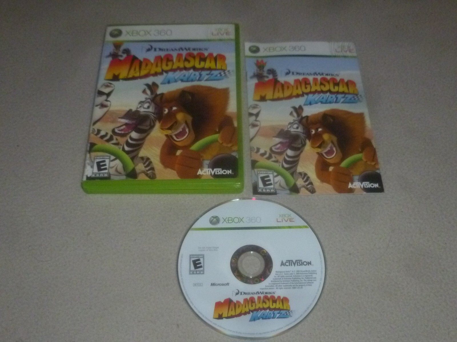 XBOX 360 DREAMWORKS MADAGASCAR KARTZ GAME W CASE & MANUAL COMPLETE ...