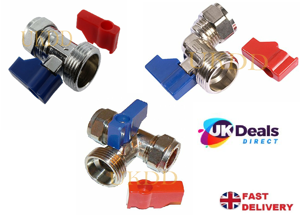 15mm OR 15mm-1/2" Isolating Valve Chrome Plated Elbow / Straight ...