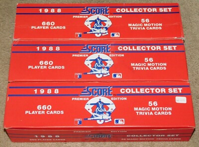 LOT OF 3 - 1988 SCORE BASEBALL FACTORY COMPLETE SET (660 Cards/56 ...