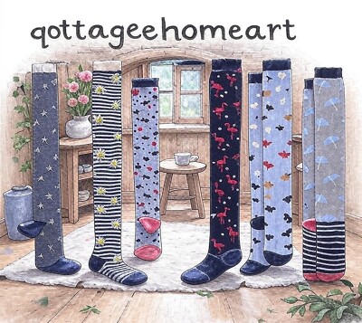 Welly Boot Socks 6 Pairs Of Ladies , Long Design Wellington Sock, Size ...