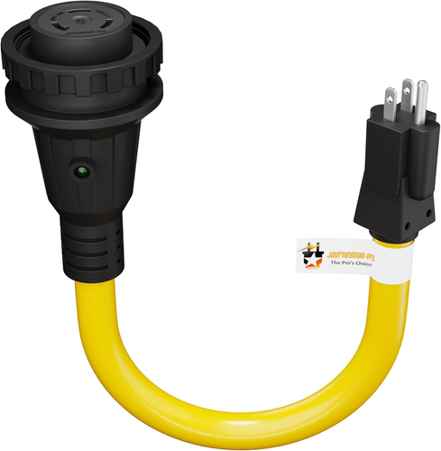 15A Male 110V House Plug to 30A Twist Lock Female Dogbone Adapter RV ...