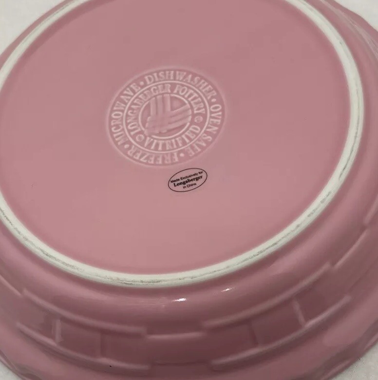 Longaberger Pottery Woven Traditions Pink Pie Plate Oven Freezer ...