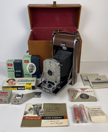 Vintage Polaroid Land Camera Model 95 With Case Accessories Extras ...