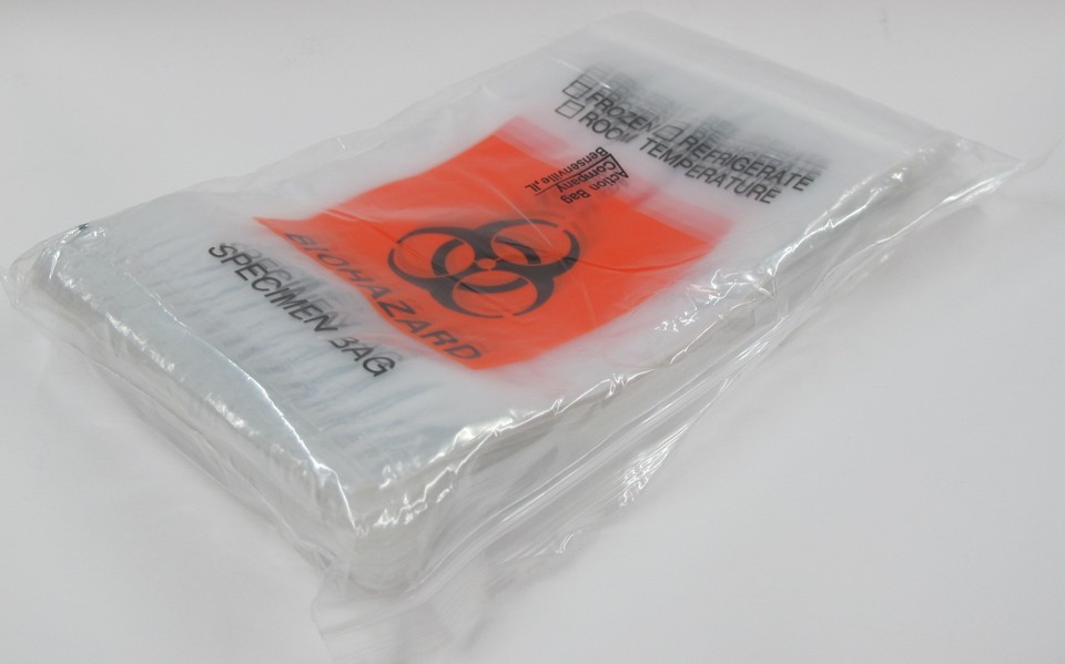 200-Pack 6" x 9" Biohazard Econo-Zip Specimen Transport Bags 2mil 3 ...
