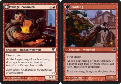 NM-Mint, English MTG Regular Village Ironsmith // Ironfang Innistrad ...