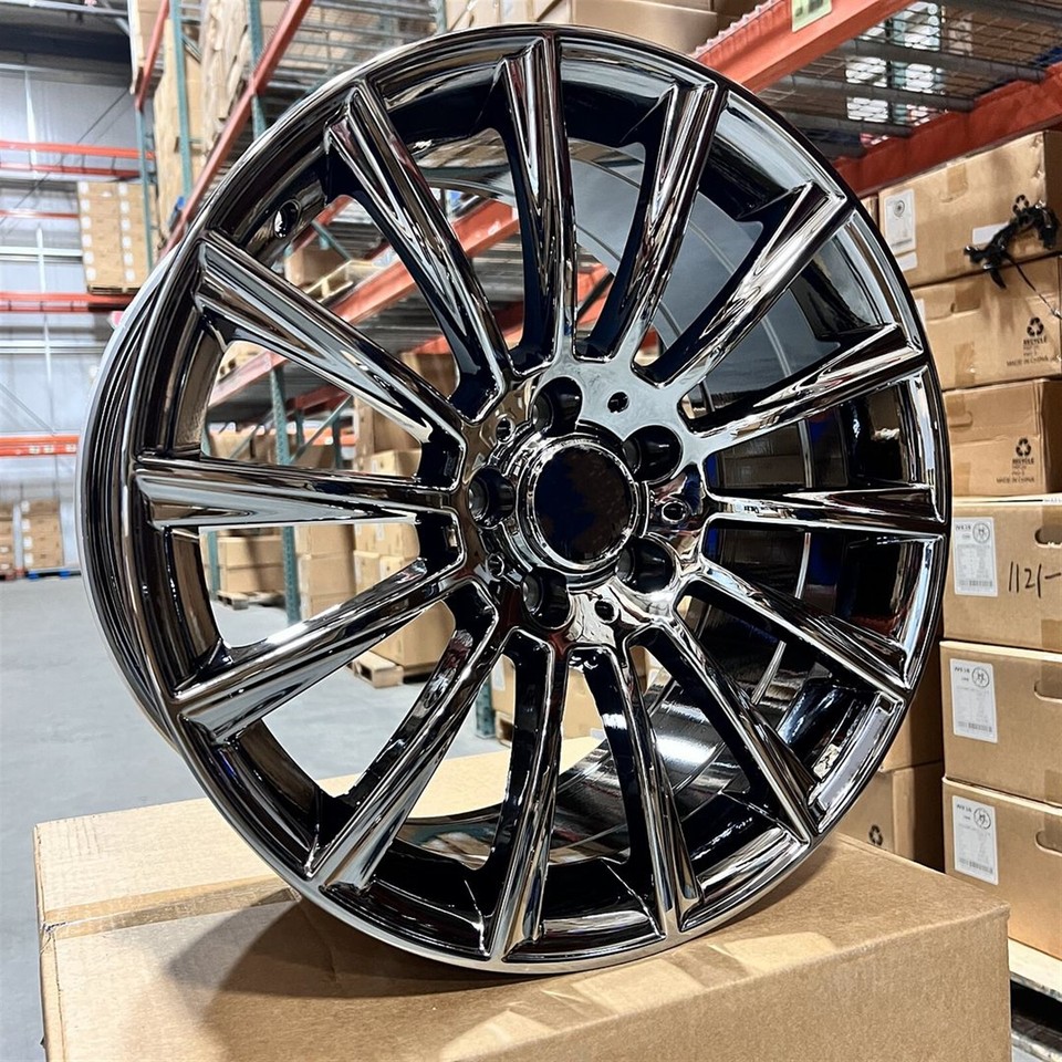 18" S63 AMG STYLE BLACK CHROME WHEELS RIMS FITS MERCEDES BENZ E350 E400 ...