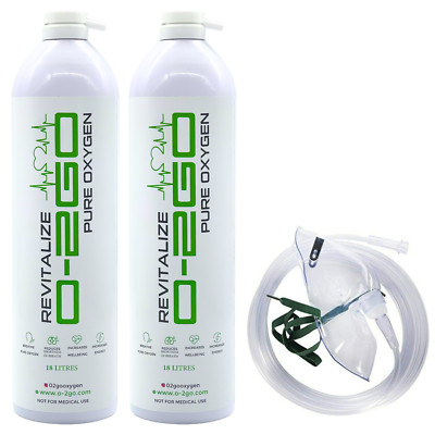 O-2GO 18L Oxygen Can with Mask and Tube Revitalize 95% Pure O2 (2 cans ...